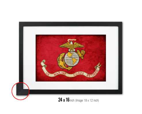 US Marine Corps Retired Vintage Military Flag Wall Decor Art Prints ...