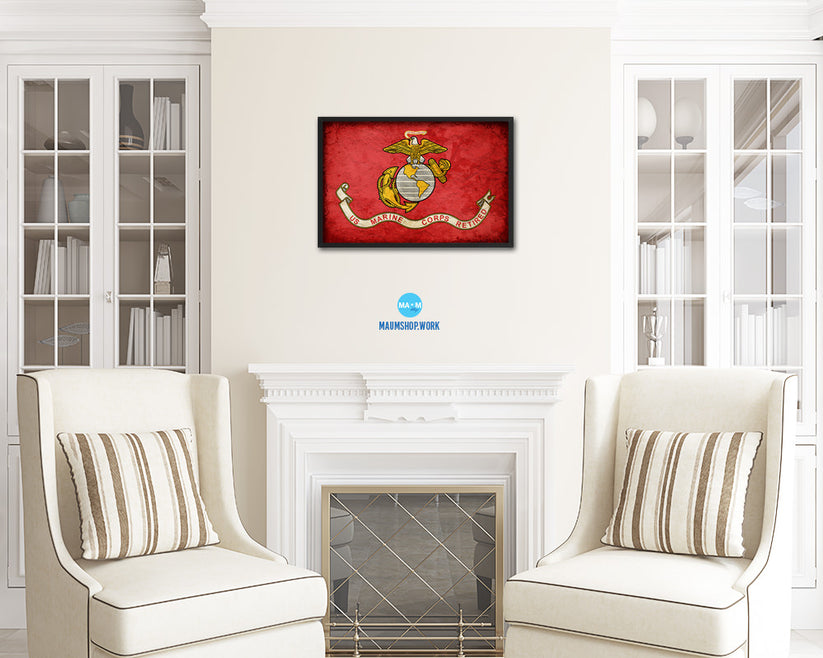 US Marine Corps Retired Vintage Military Flag Wall Decor Art Prints ...