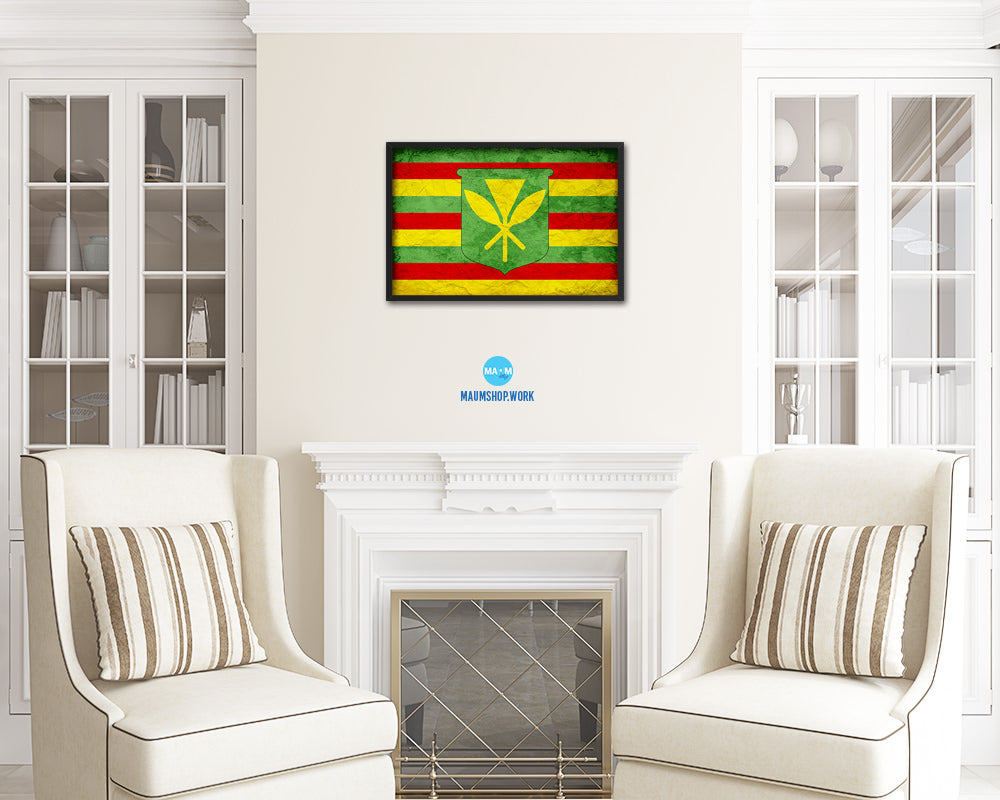 Kanaka Maoli City Hawaii State Vintage Flag Wall Art - MAUMshop.work