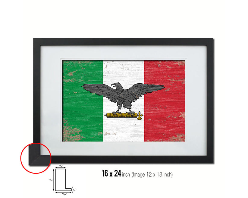 Italy War Eagle Italian Military Shabby Chic Military Flag Framed Wall ...