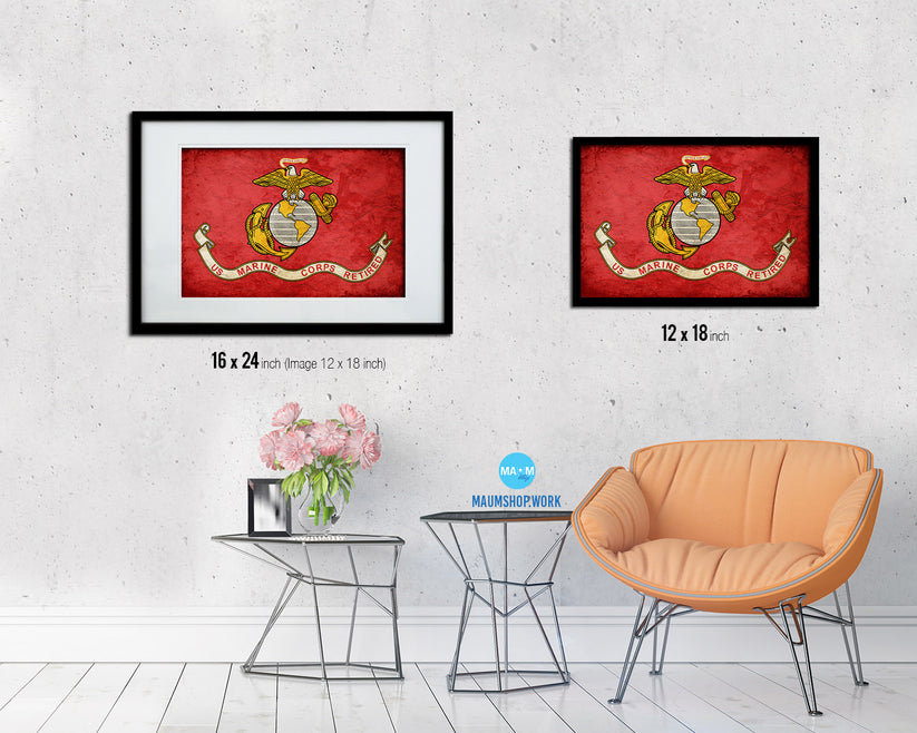 US Marine Corps Retired Vintage Military Flag Wall Decor Art Prints ...