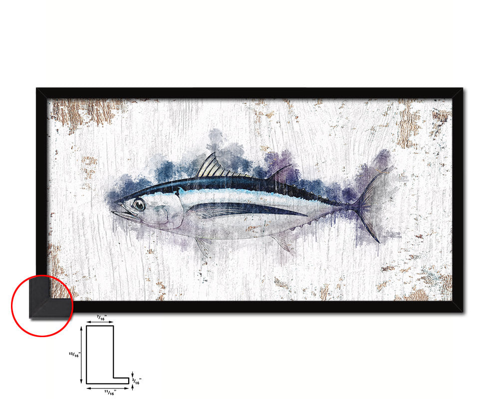 Albacore Tuna Fish Art White Wash Wood Frame Home Decor Wall Prints ...
