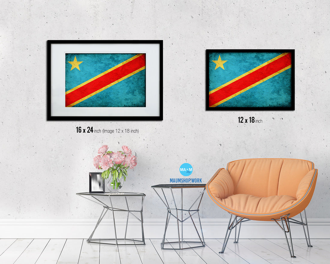 Congo Democratic Republic Country Vintage Flag Printable Wall Art ...