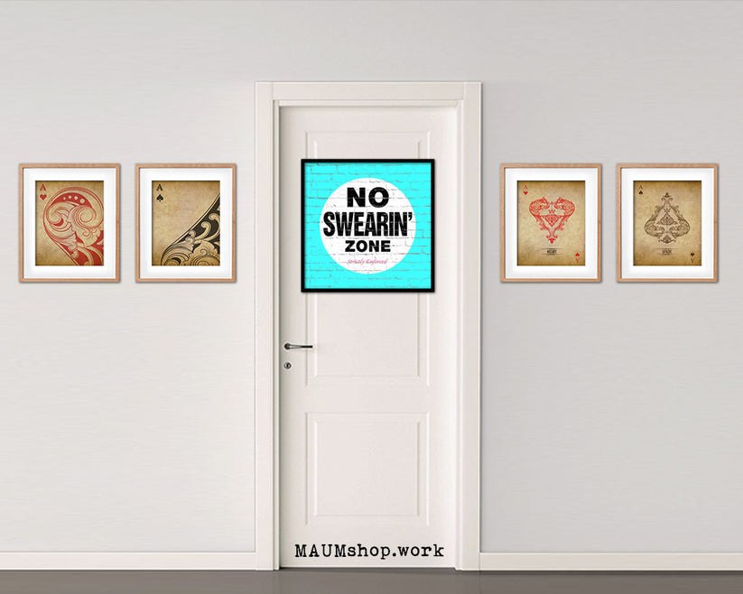 No Swearing Zone Shabby Chic Sign Framed Wall Decor Art Prints ...