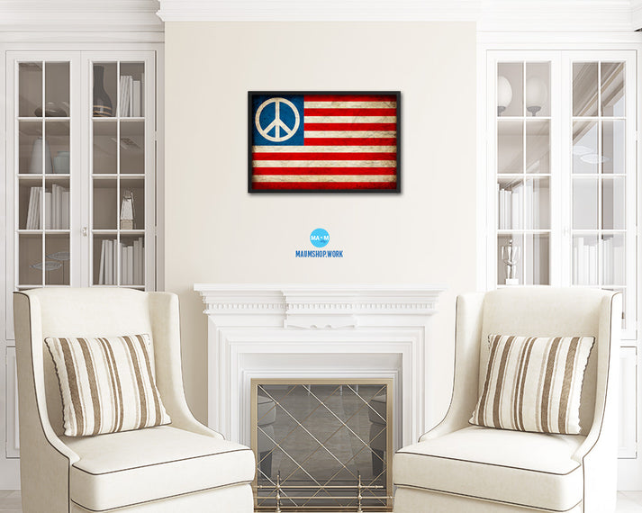 Peace Sign American Vintage Military Flag Wall Decor Art Prints ...